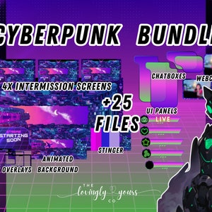 Cyberpunk Stream Overlay Twitch Stream Package Vtuber Twitch Stringer ...