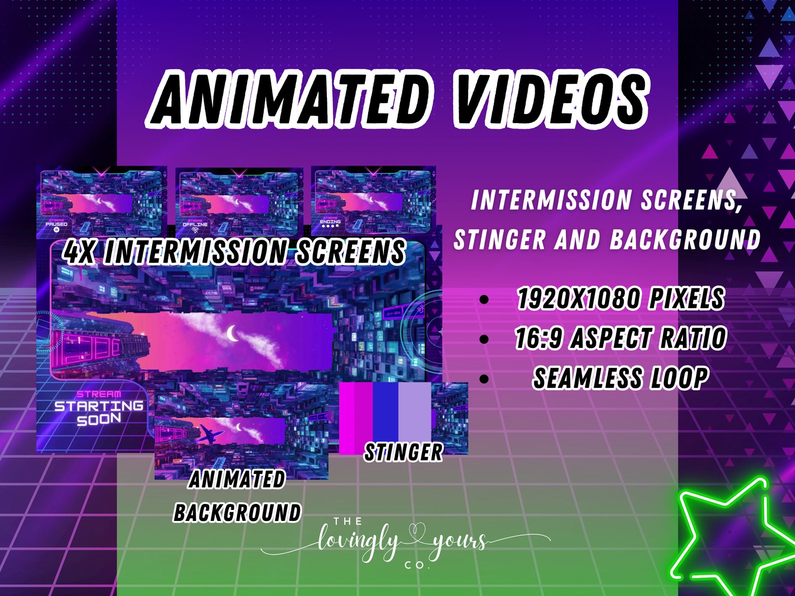 Cyberpunk Stream Overlay Twitch Stream Package Vtuber Twitch Stringer ...