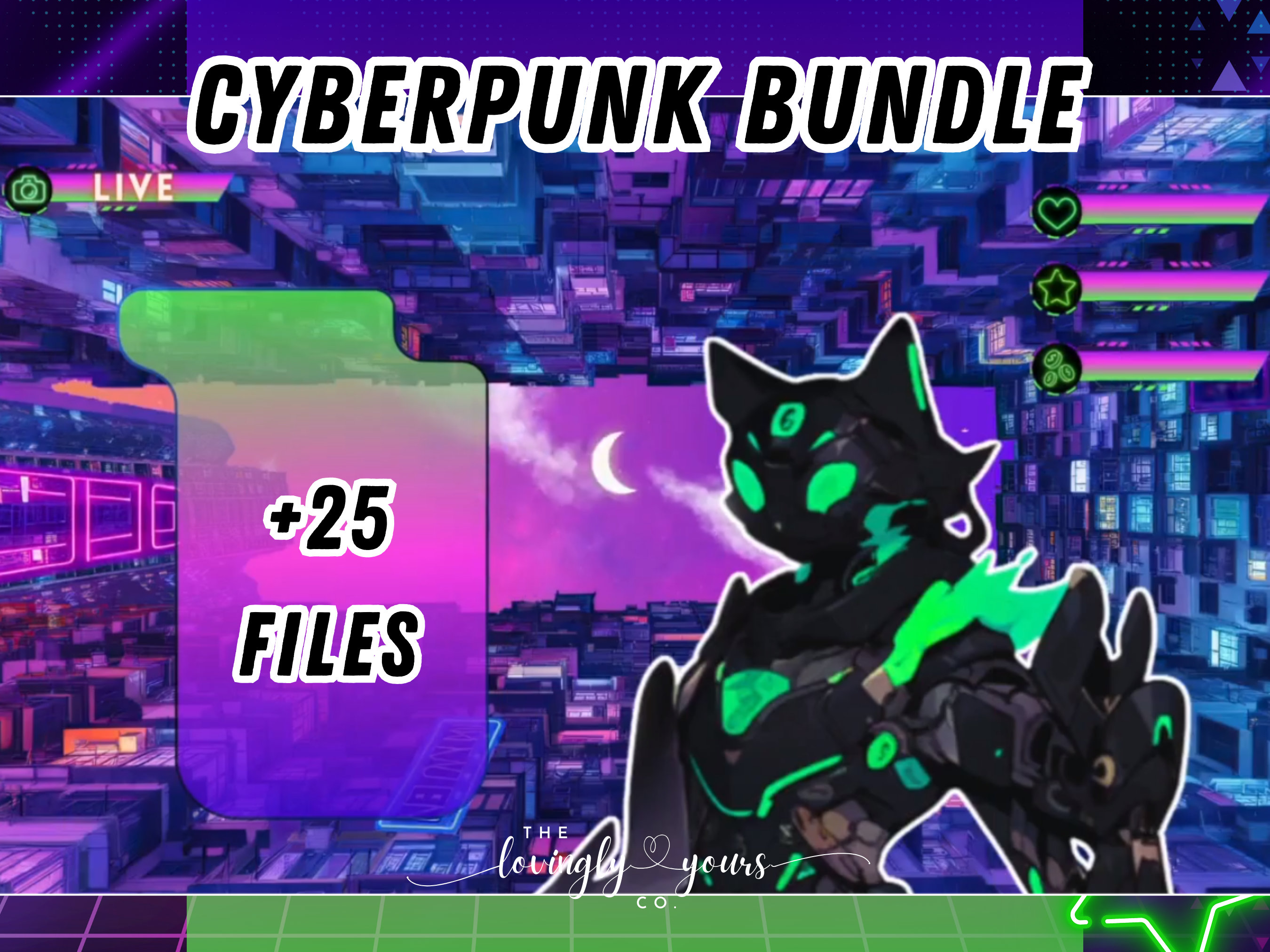 Cyberpunk Stream Overlay Twitch Stream Package Vtuber Twitch Stringer ...