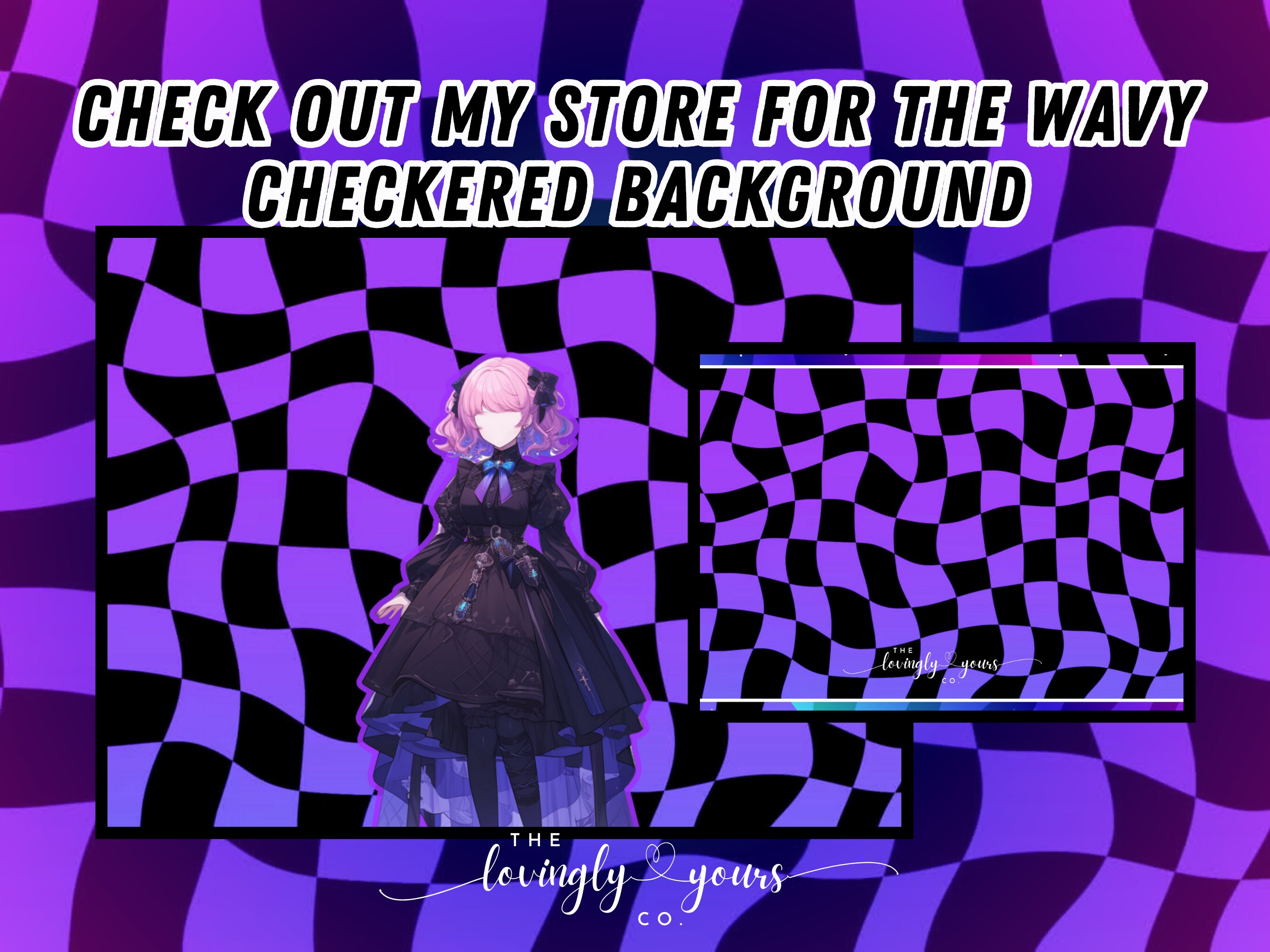 Plaid Pattern Animated Background Aesthetic Vtuber Background Purple ...