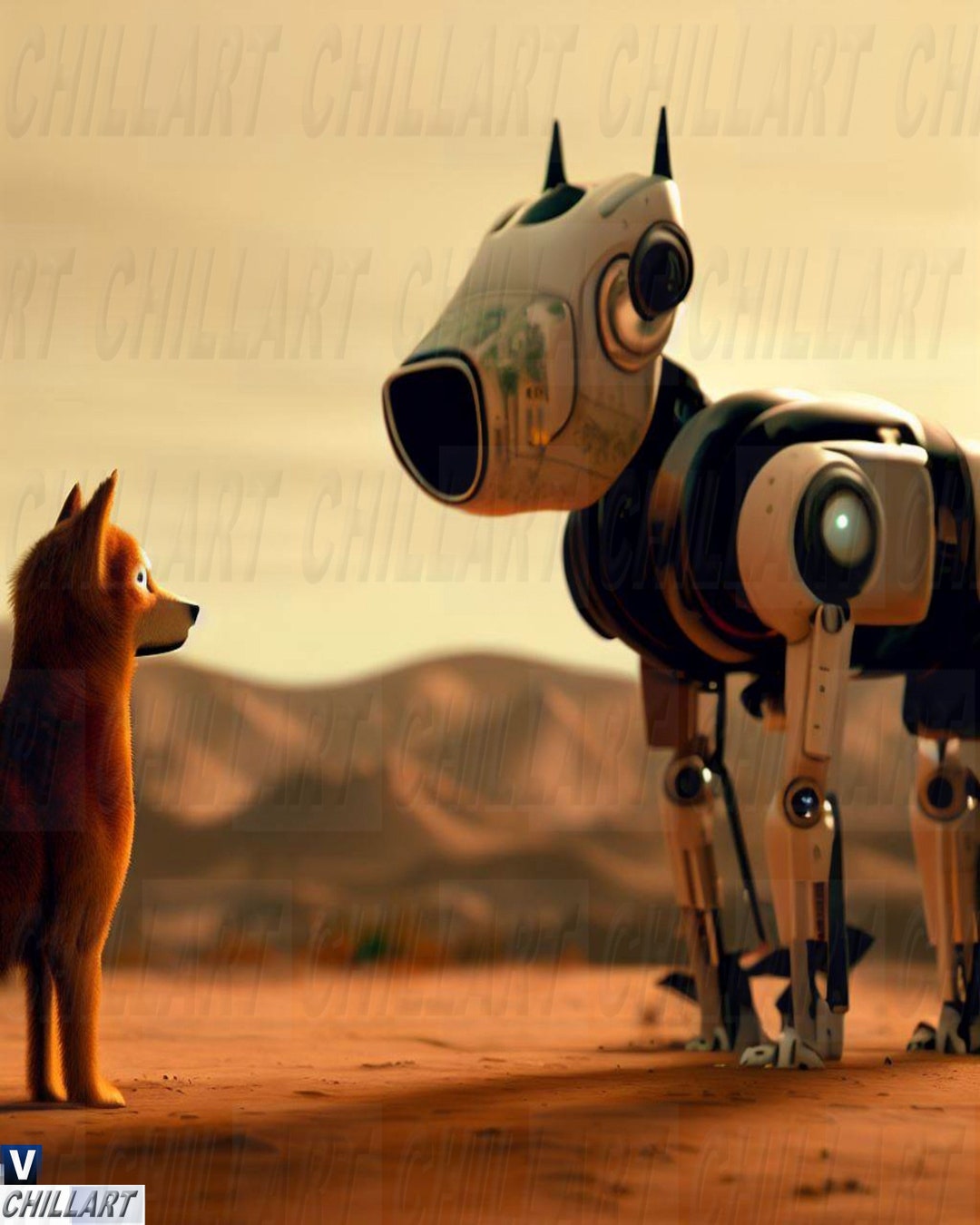 A Robot Dog, Dog Standoff Art Printable, Digital Art Print for Your ...