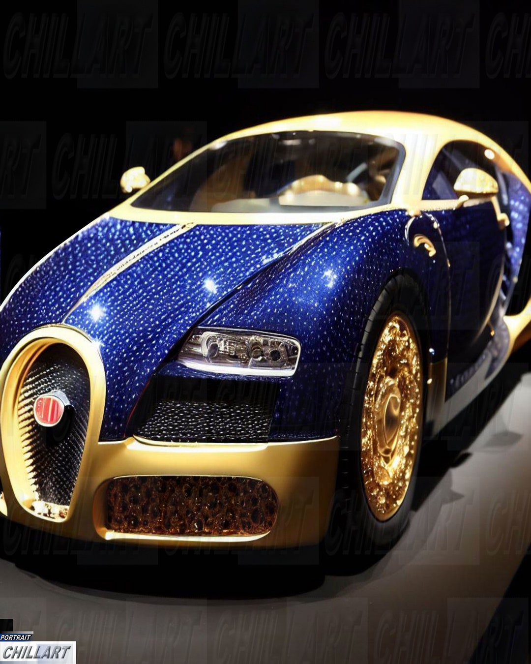 A Solid Gold Bugatti on Ice Digital Art Print for Your Wall Décor ...