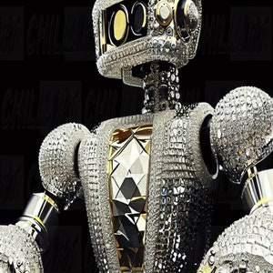 A Toy Robot Made Out of 100s of Diamonds Digital Art Print for Your ...