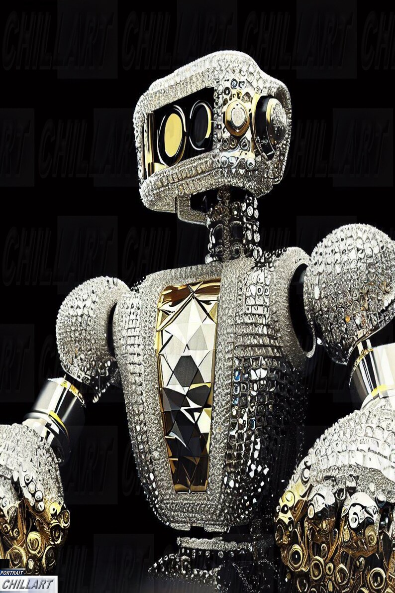 A Toy Robot Made Out of 100s of Diamonds Digital Art Print for Your ...