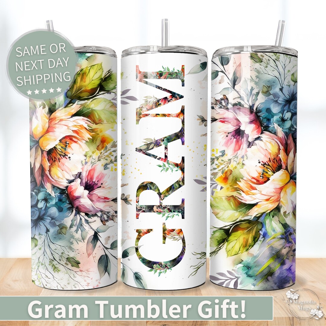 Gram Tumbler for Grandma for Mother's Day, Floral Birthday Gift for ...