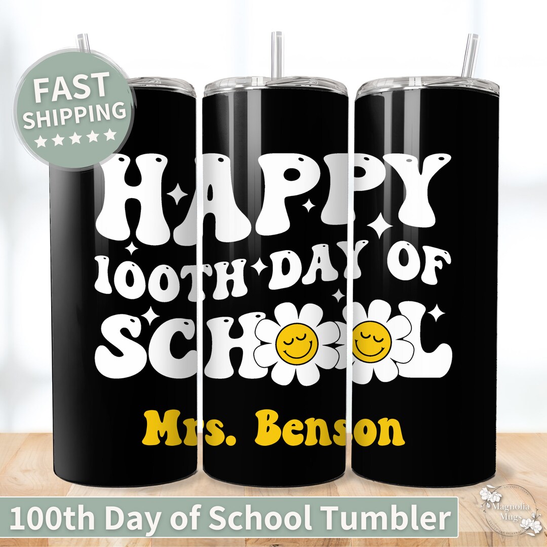 Personalized 100 Day of School Teacher Tumbler, Retro 100th Day Teacher ...