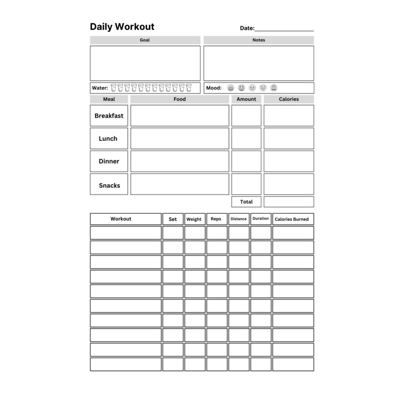All Digital Workout Planner and Tracker, Weekly Fitness Journal ...