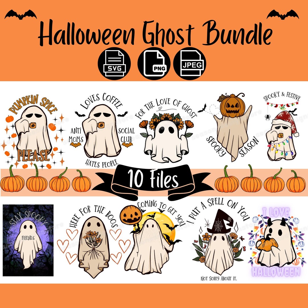 Halloween Ghost Svg, Ghost SVG Bundle, Cute Halloween Svg, Spooky Ghost ...