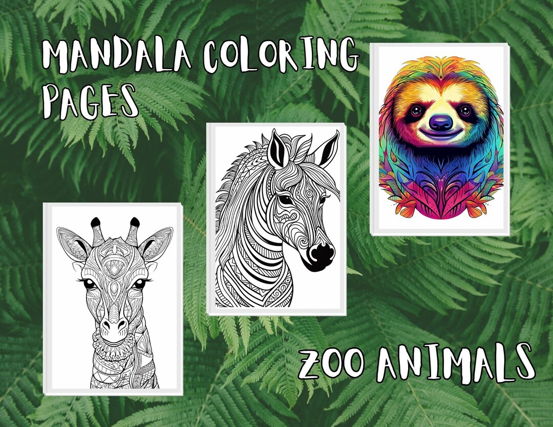 Animal Coloring Pages Zoo Mandalas - Etsy