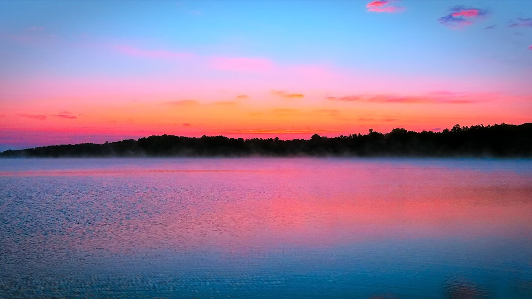 Lake Chetac Sunrise Photo Print, Wisconsin Misty Morning Landscape - Etsy