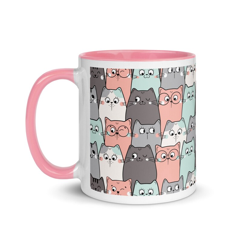 Stacked Cat Mug Coffee Cup Hot Cocoa Mug Cat Lover Gift Cat Doodle Art ...