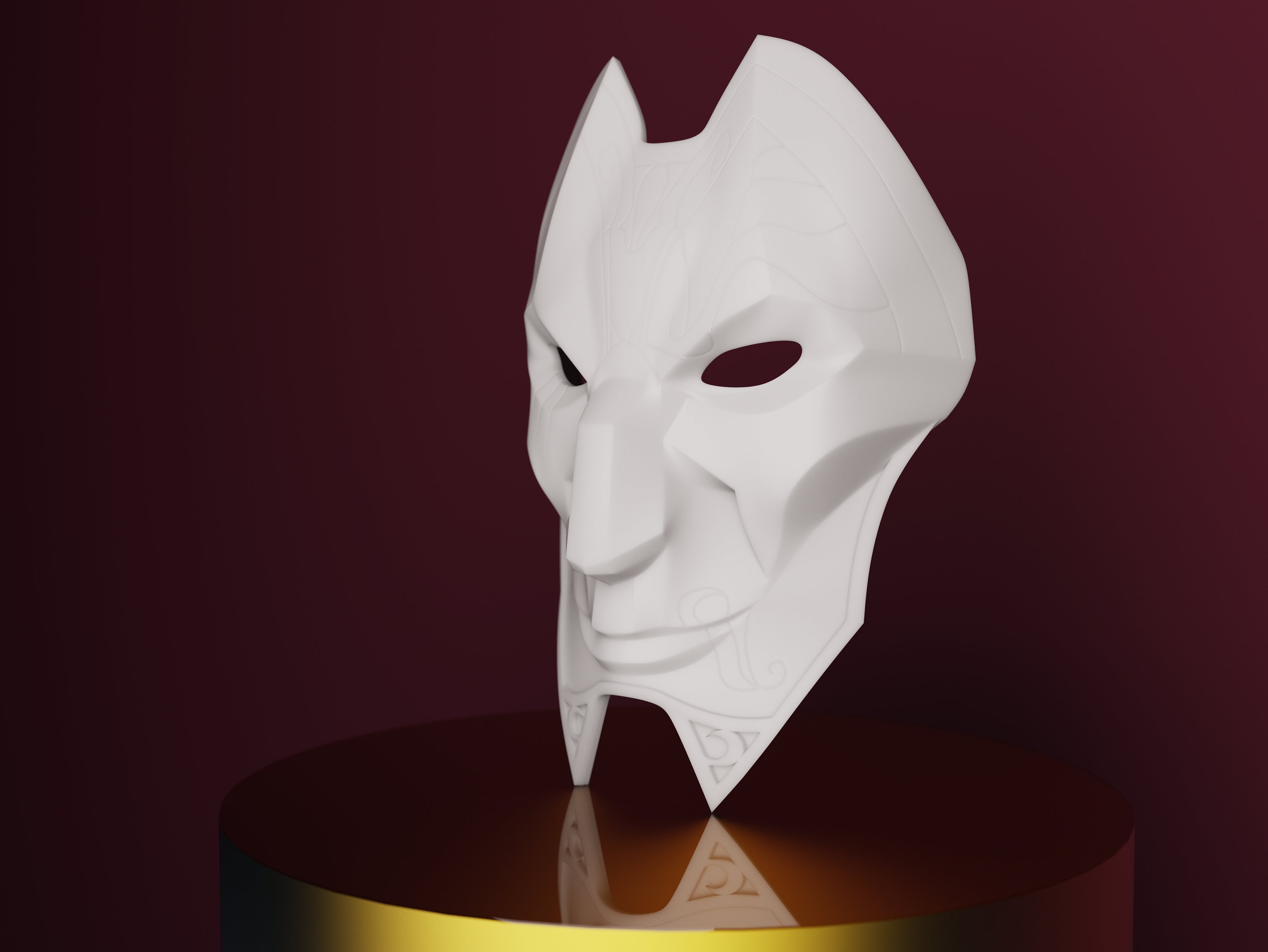 Jhin Mask Inspired by League of Legends Wearable Paintable Cosplay 3d ...