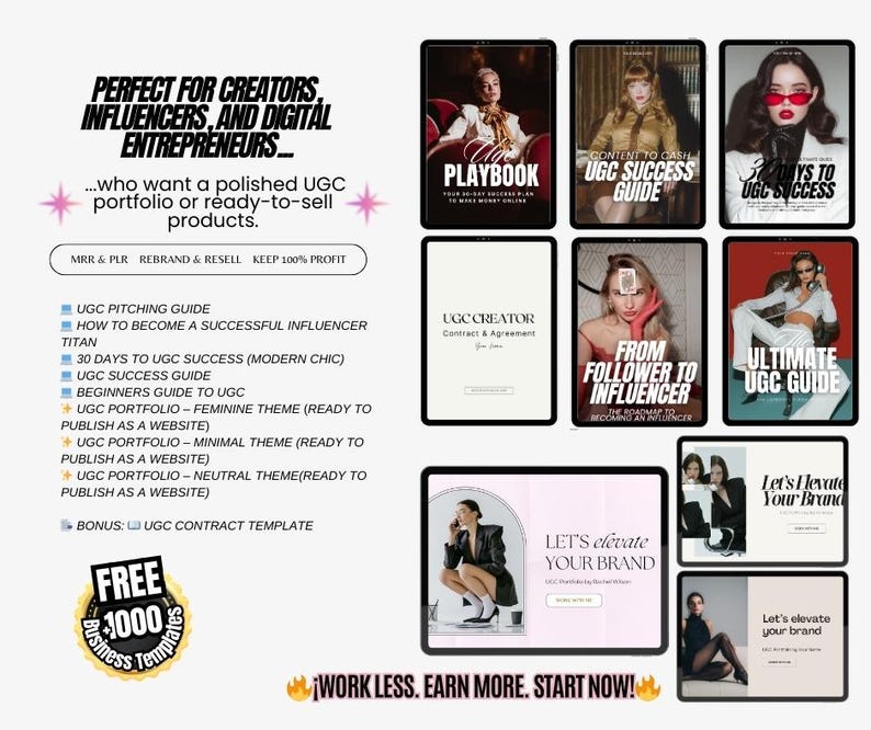 6 UGC Ebooks & Portfolio Templates PLR MRR | Ugc Portfolio | Canva ...