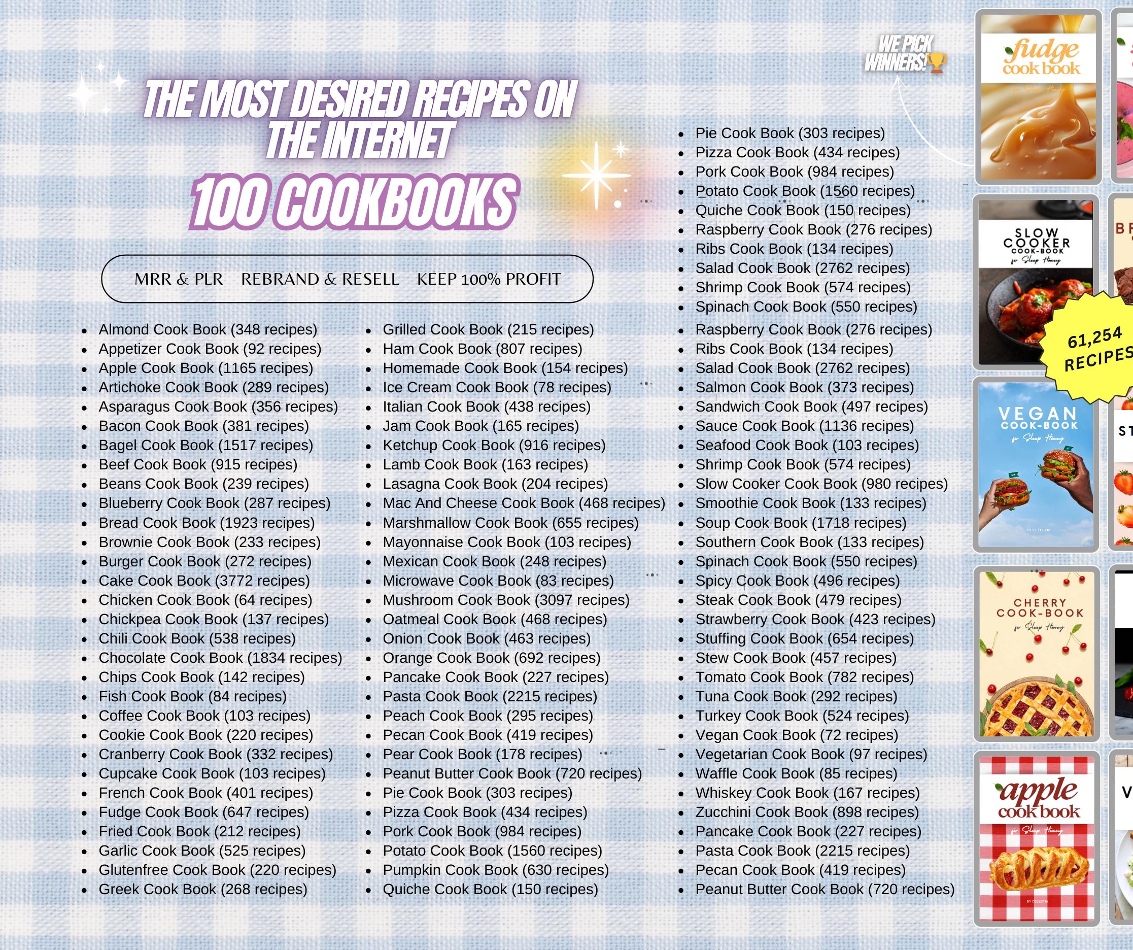PLR EBOOKS Cookbook Bundle/100 Digital Cookbook With Resell Rights ...