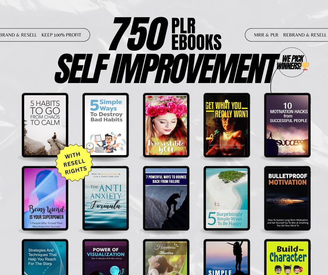 PLR EBOOKS Self Improvement Bundle/750 Digital Books With Resell Rights/ebook Bundle/personal ...
