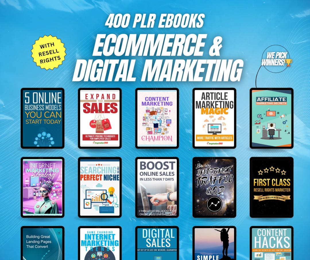 PLR EBOOKS Ecommerce & Digital Marketing Bundle/400 Digital Books With Resell Rights/ebook ...