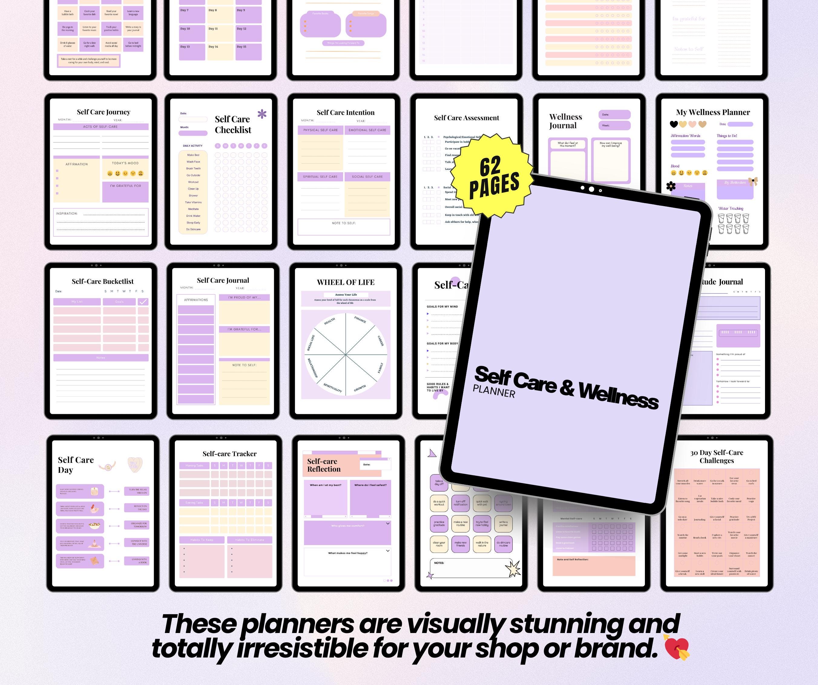 22 Self Care & Wellness Digital Planners Bundle | Printable Templates ...