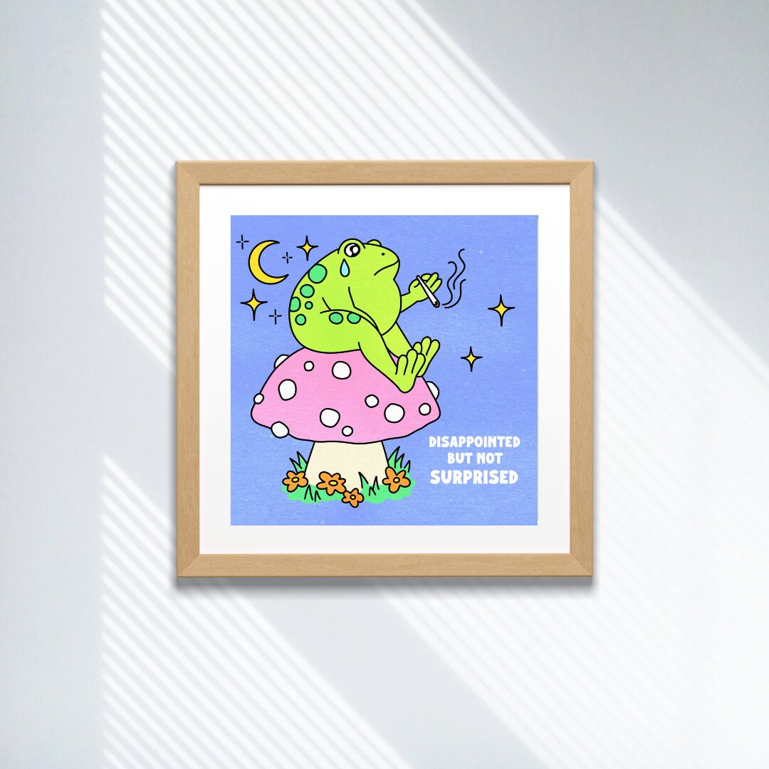 Toad Mushroom Art Print, Square Art Print, Fun and Colorful Art Print ...
