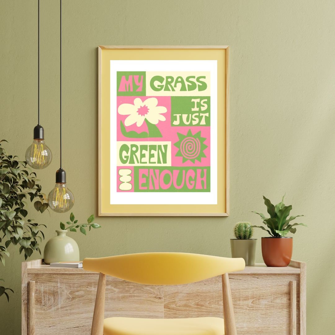 Color Blocking, Color Blocking Print, Typography Print, Green and Pink ...