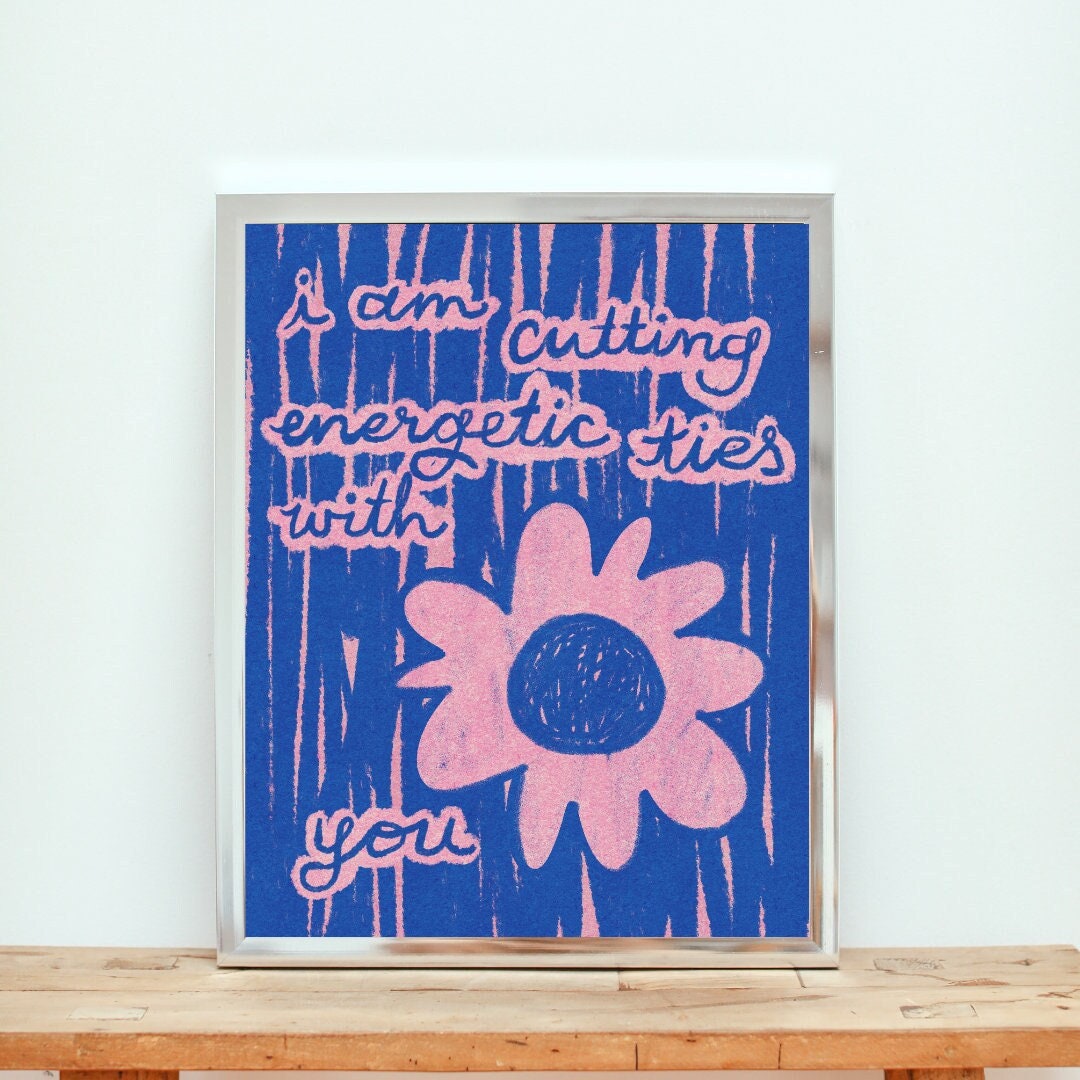 Energy Art Print, Energy Healing, Pink Flower Art, Pink and Blue Art ...