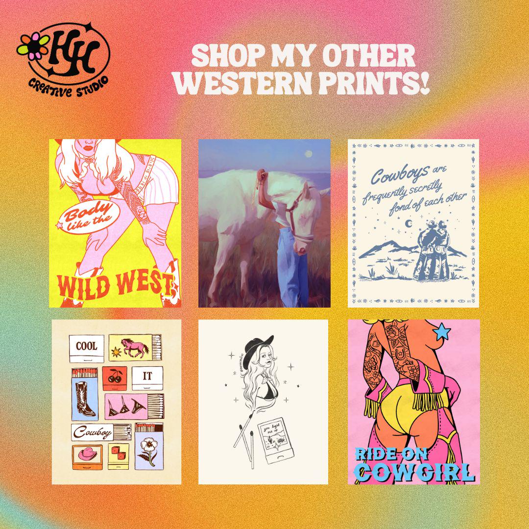 Neon Cowgirl Poster, Coastal Cowgirl Art, Cowgirl Wall Art, Pink ...