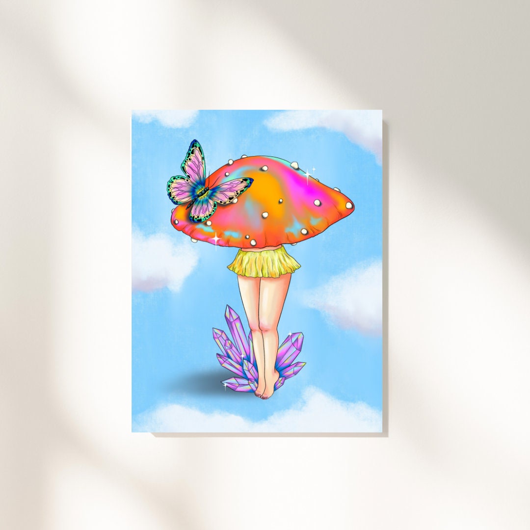 Ethereal Magic Mushroom Art Print Watercolor Mushrooms - Etsy