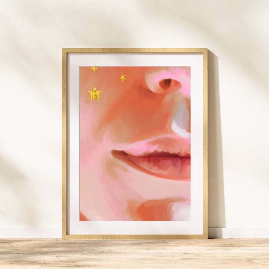 Woman Portrait Painting, Coquette Room Decor, Pink Poster Art ...