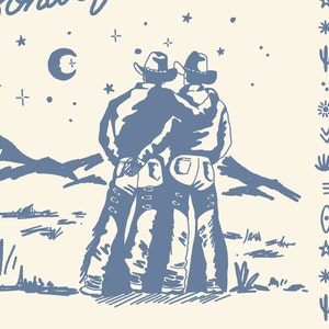 Western Cowboy Line Art Print, Blue and White Quote (11x14in) - Etsy