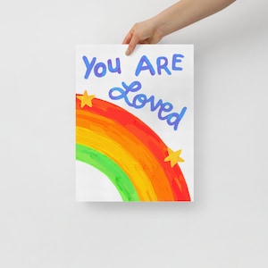 You Are Loved Poster, Rainbow Classroom Art - Etsy