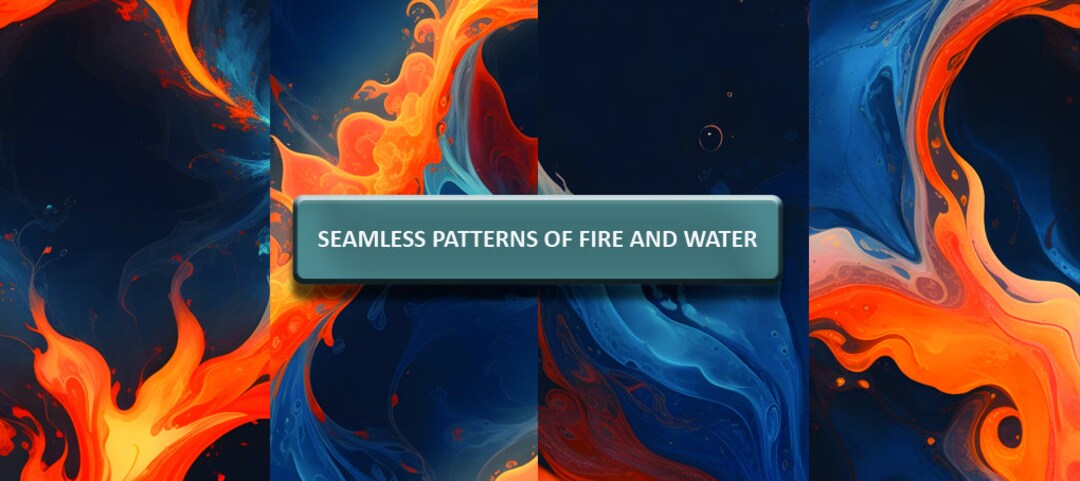 Four Seamless Patterns of Fire and Water, Fire & Water, Digital Files ...