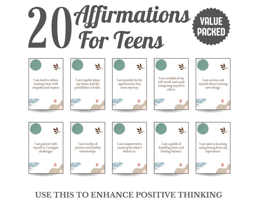 Daily Affirmations for Teens - 20 Positive Affirmations | Self Care ...