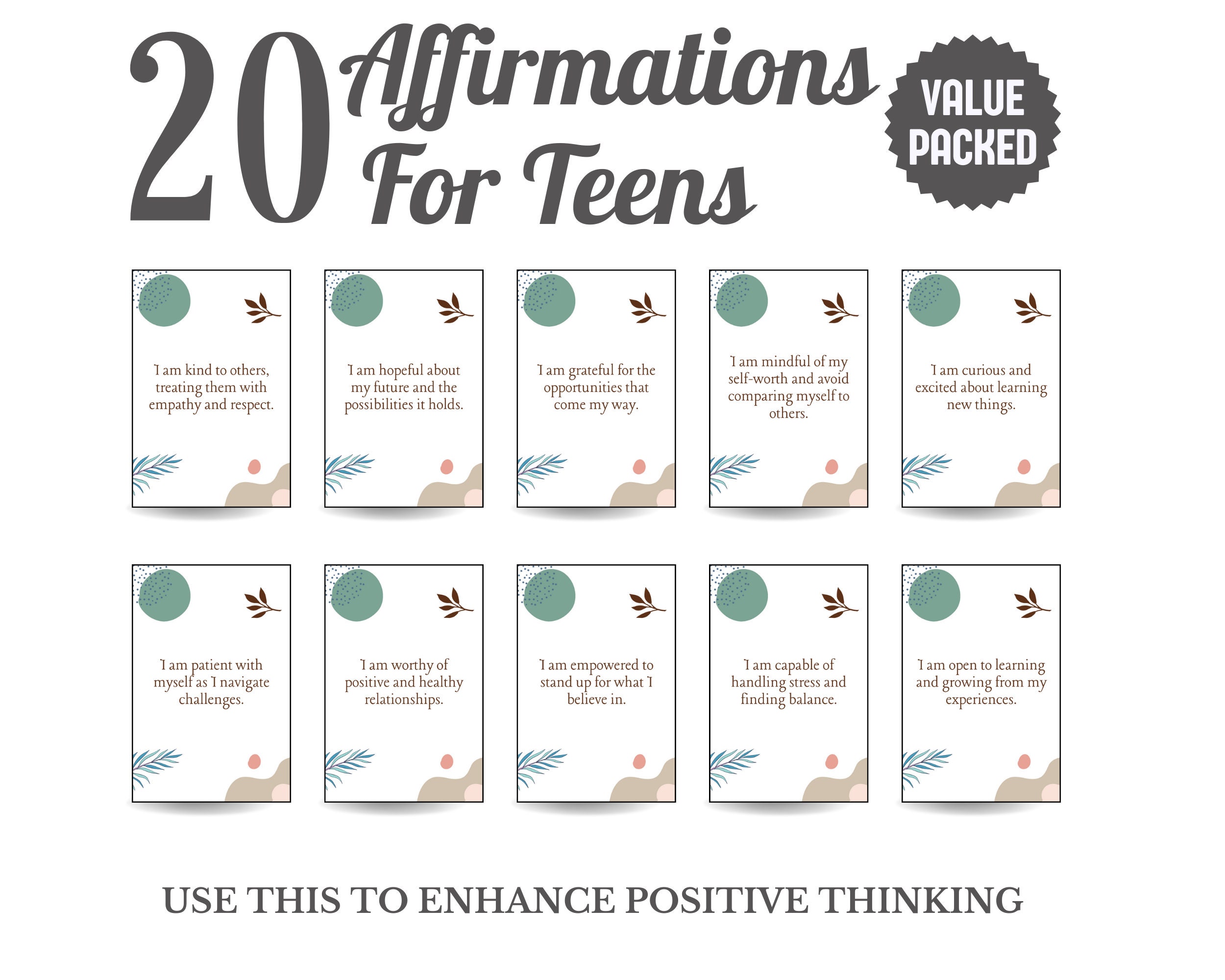 Daily Affirmations for Teens - 20 Positive Affirmations | Self Care ...