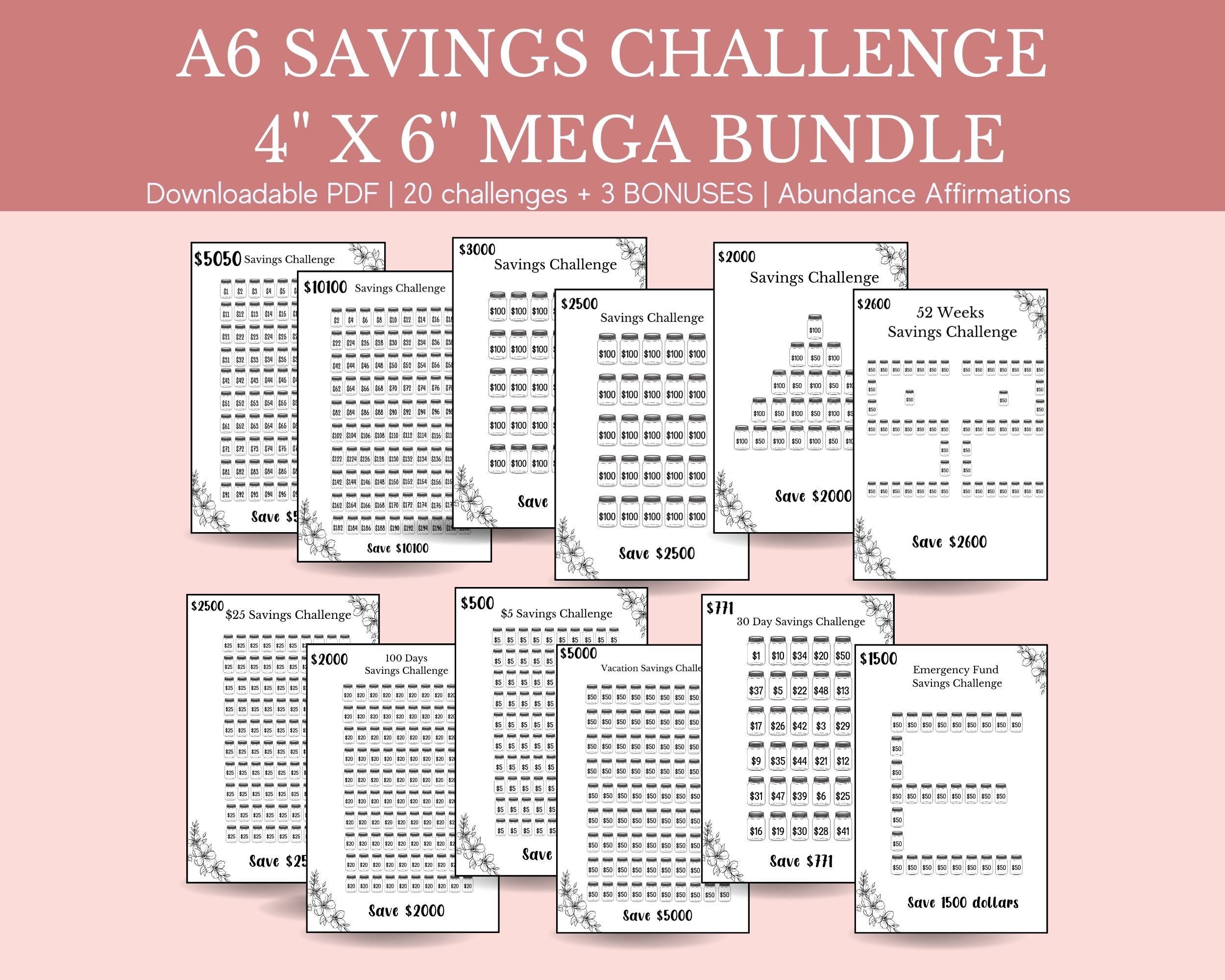5050 Savings Challenge Sheet Mega Bundle | Savings Challenge Printable ...