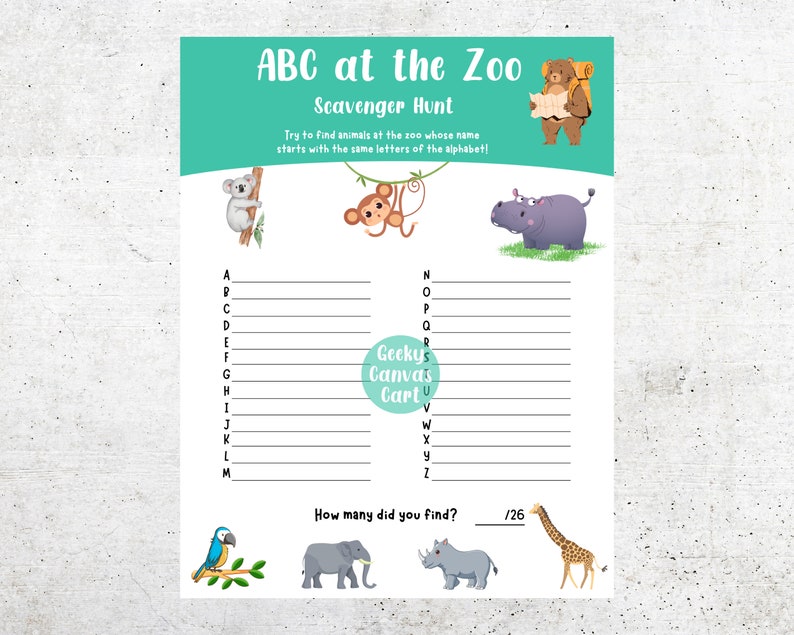Zoo Scavenger Hunt for Kids - the Ultimate Zoo Scavenger Hunt Adventure ...