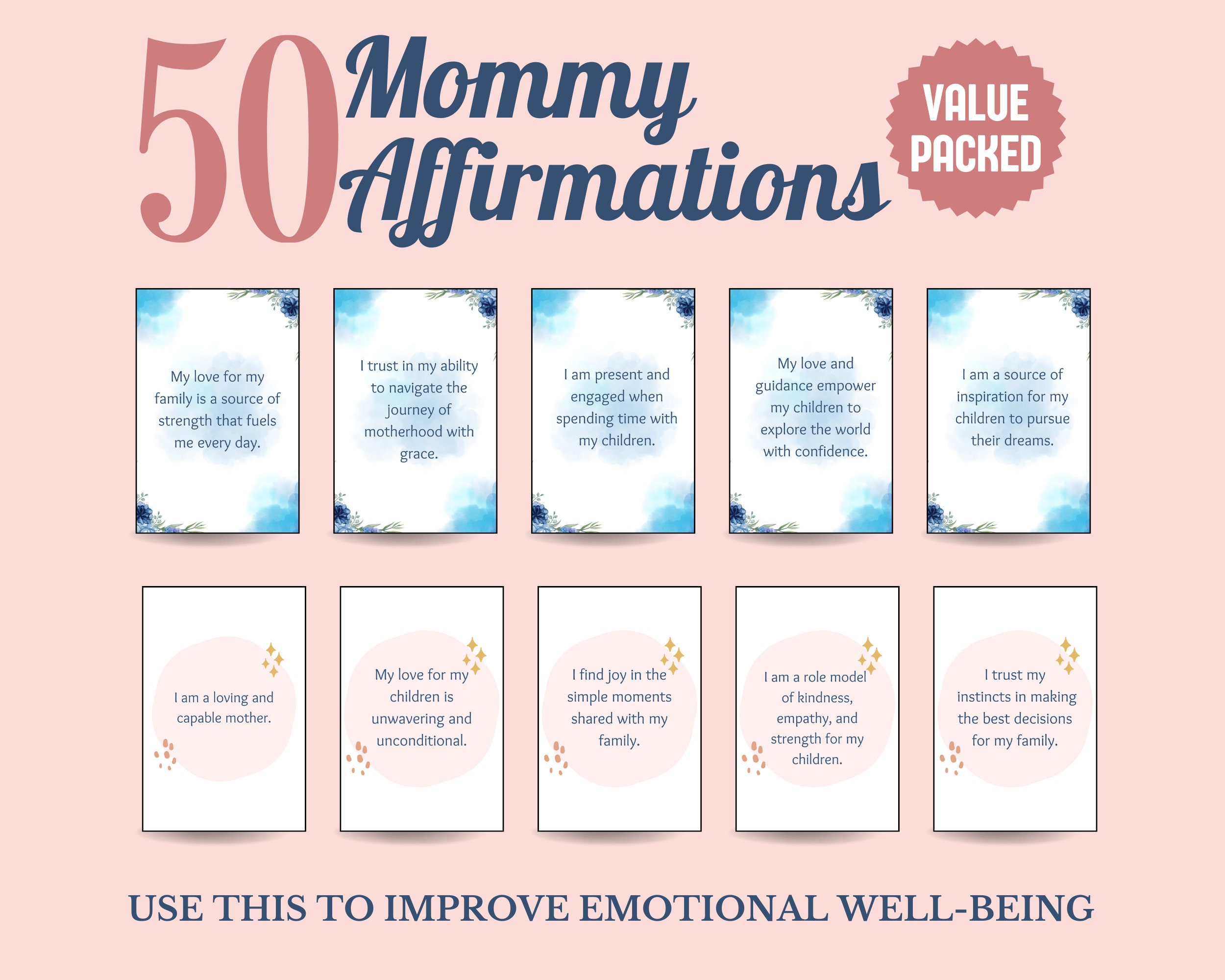 Mommy Affirmations 50 Affirmation Cards Mental Health Preppy ...