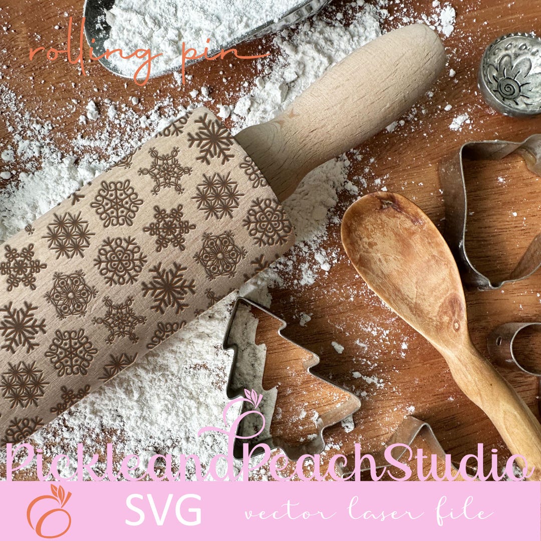Snowflakes Patterned Rolling Pin, Embossed Texture - Vector File for ...
