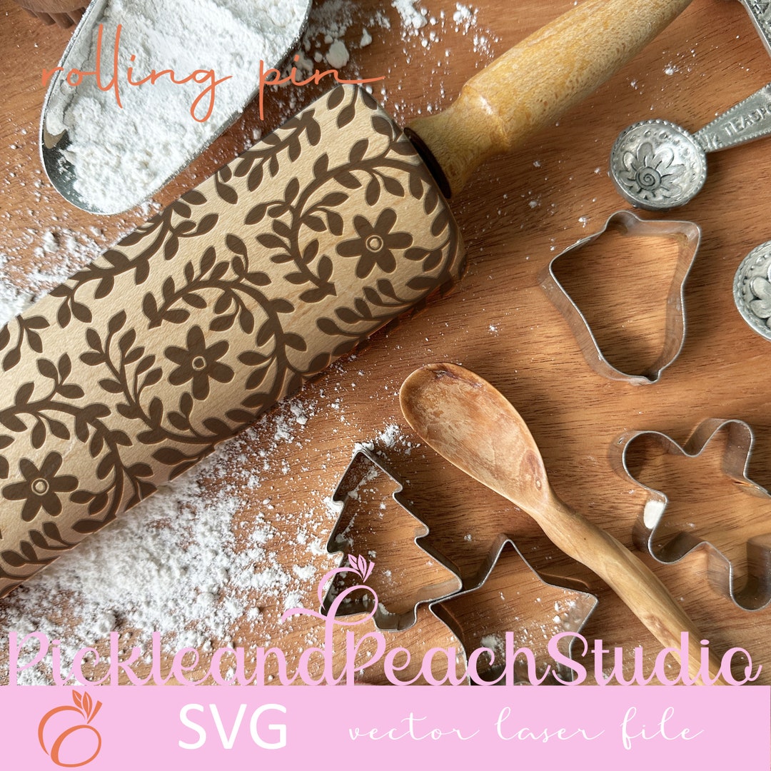 Floral Vine Patterned Rolling Pin, Embossed Texture - Vector File for ...