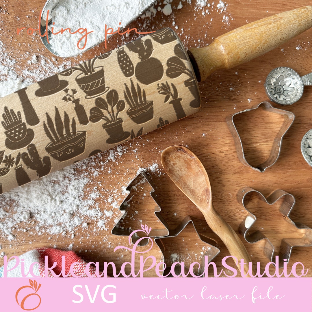 Potted Plants Patterned Rolling Pin, Embossed Texture - Vector File for ...
