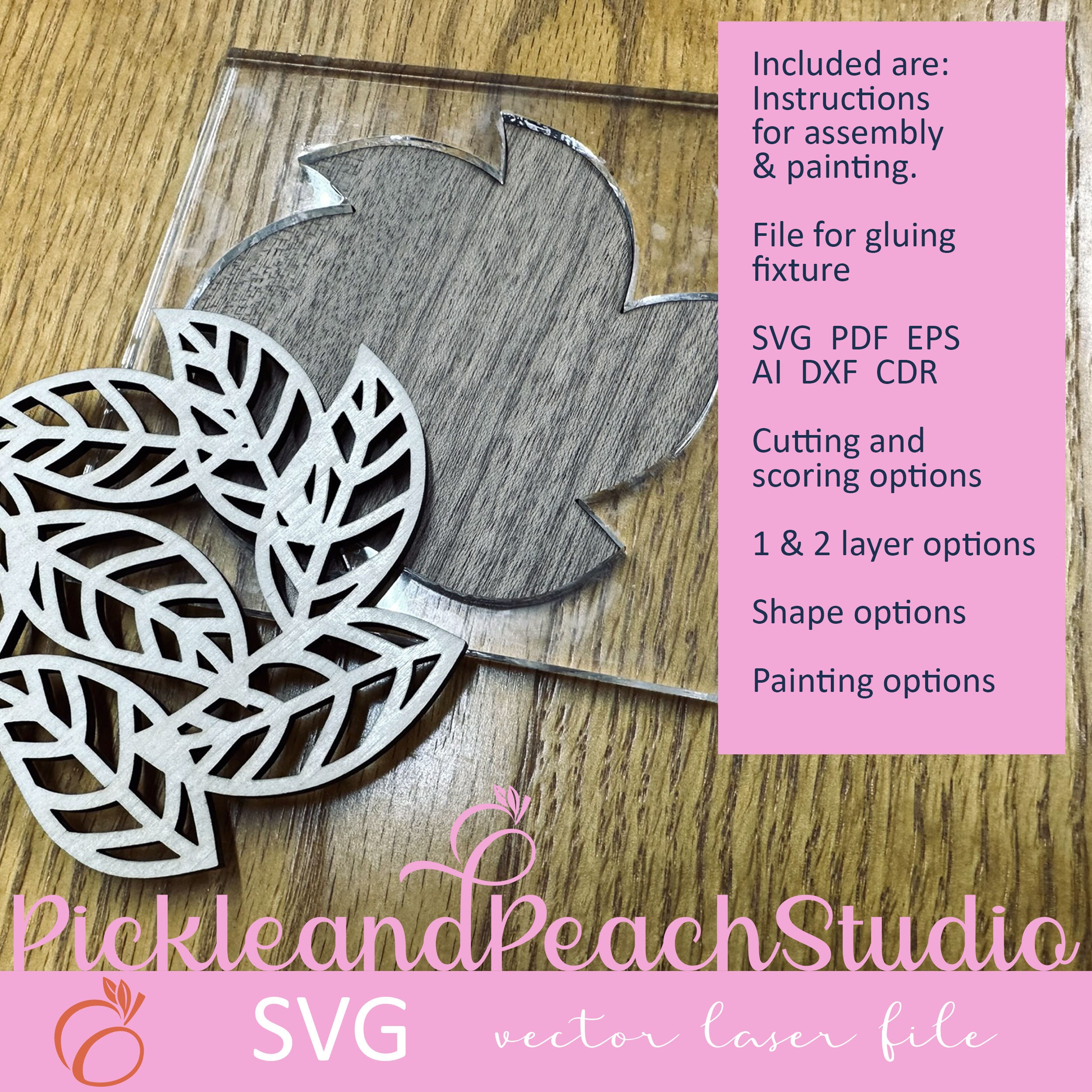 Hex-shaped Leaf Coasters Vector File for Laser Cutting, 10 Variations ...