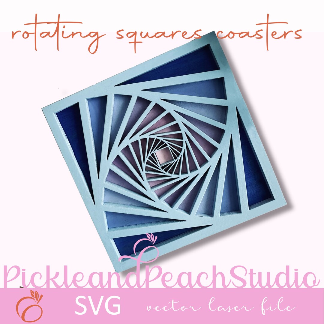 Rotating Square Coasters - Vector File for Laser Cutting, 5 Variations ...