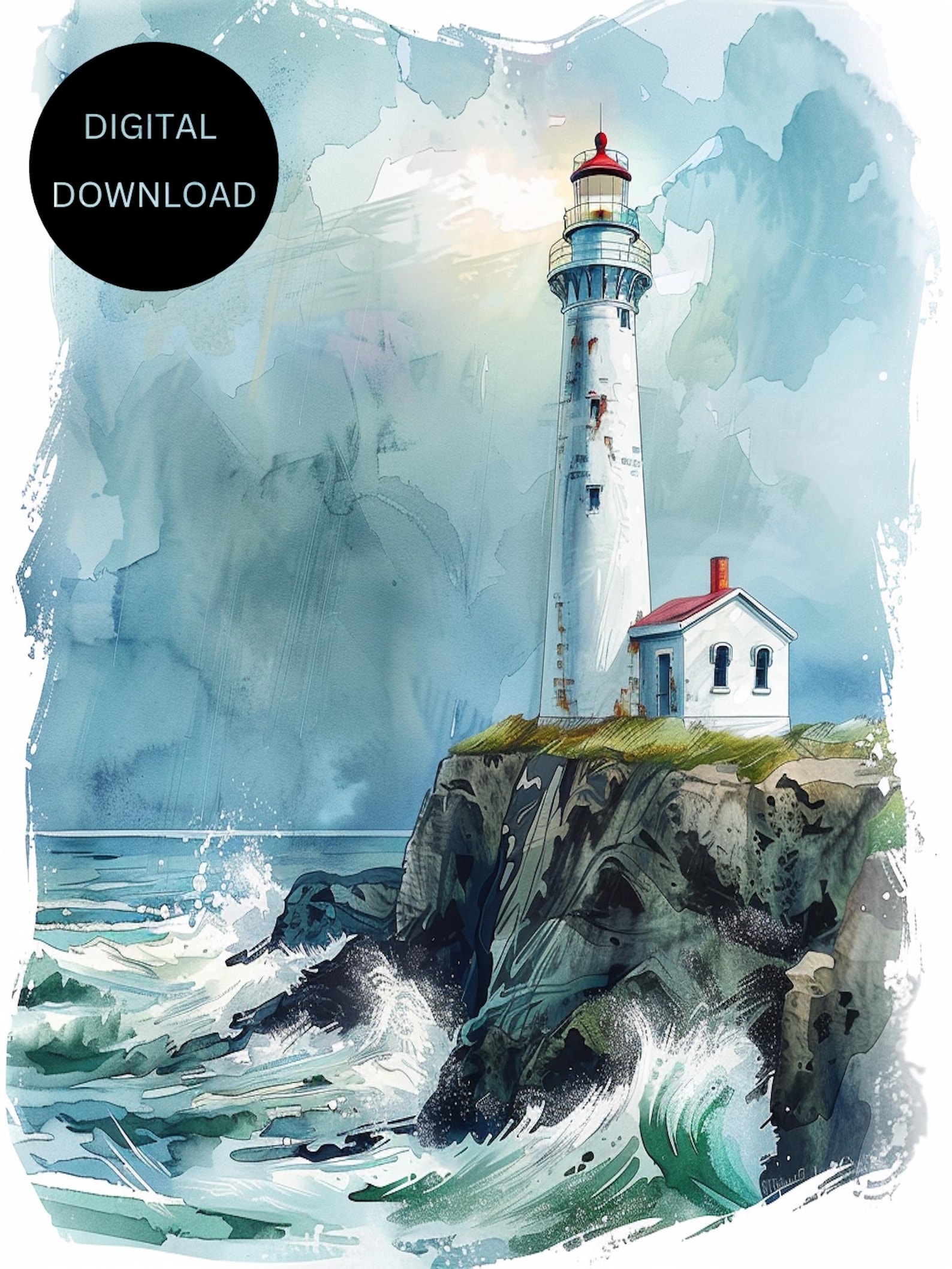 Lighthouse Watercolour PRINT - Etsy