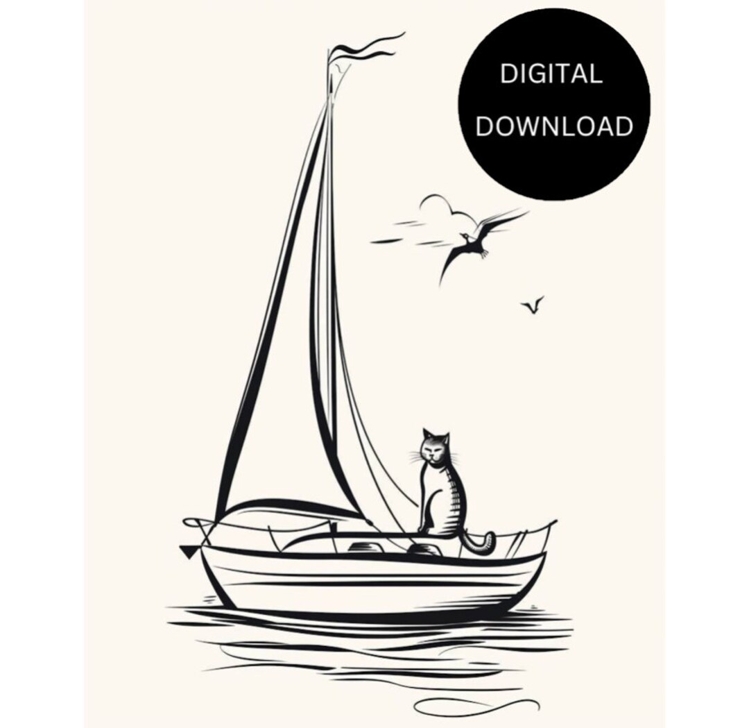 Simple Line Cat: Art for Home, Cottage or Nursery - Etsy