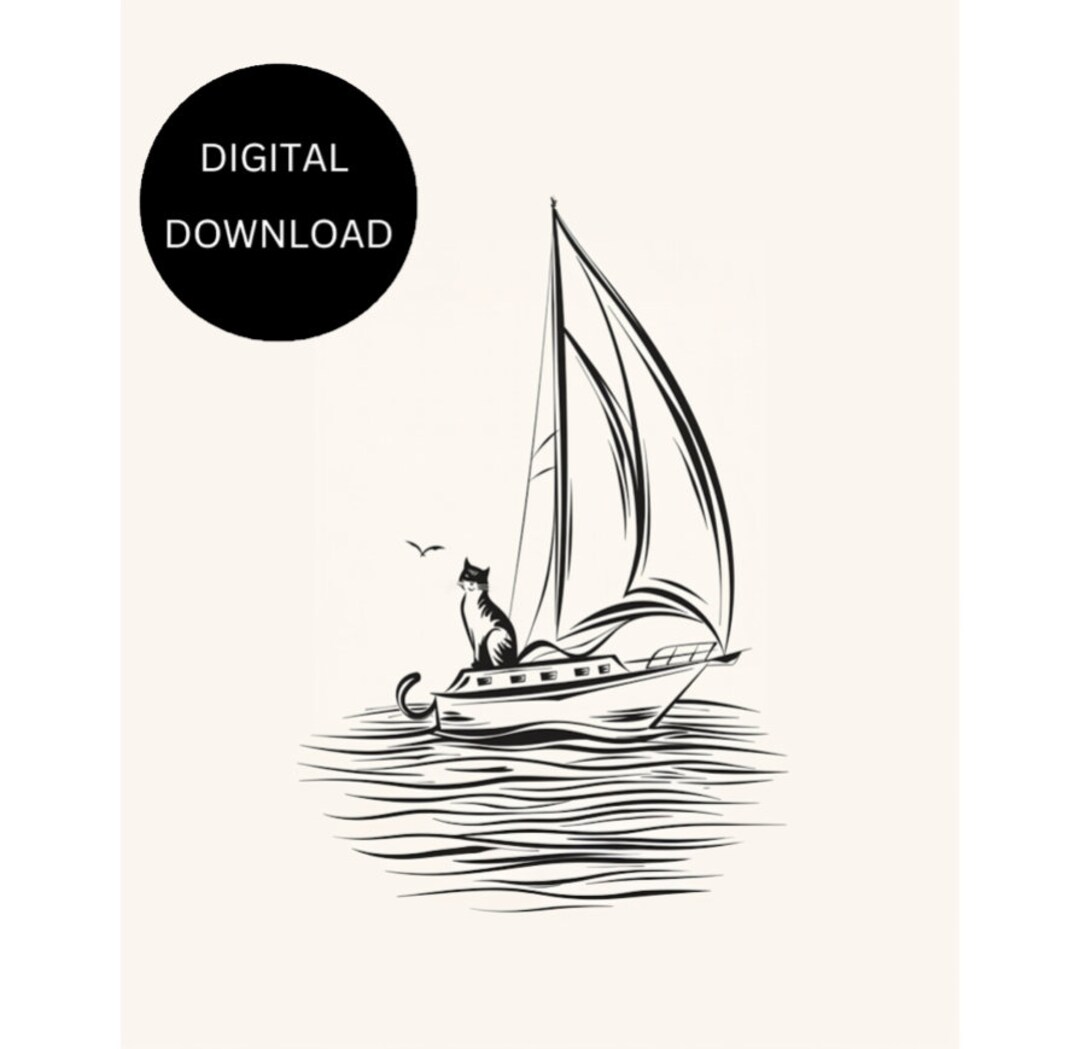Simple Line Cat 2: Art for Home, Boat or Cottage - Etsy