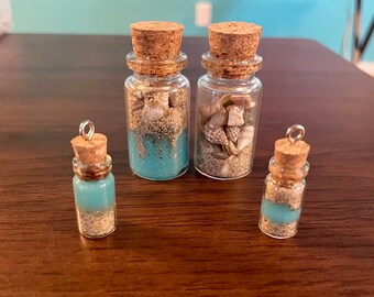 Mini Beach Bottle Beach in a Bottle Cork Sea Glass Shell Sand Isle of ...