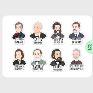 56 Cute Composer Waterproof Stickers, for Violin Case, Cello Case ...