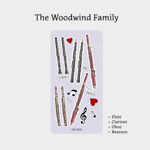 Orchestra Symphony Sticker Sheet, String, Woodwind, Brass, Percussion ...