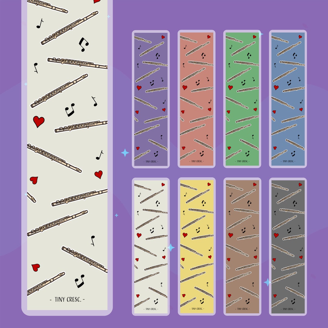 Personalized Flute Bookmarks 4 Pc, Music Bookmark, Instrument Bookmark ...