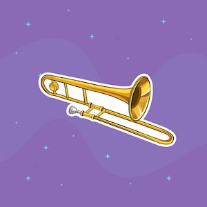 Trombone Stickers, Max 20 Pc per Sheet, Instrument Stickers, Writable ...