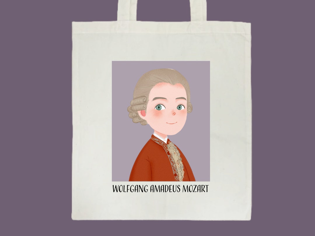 Mozart Cotton Tote Bag, Cute Composer Tote Bag, Music Sheet Bag, Music ...