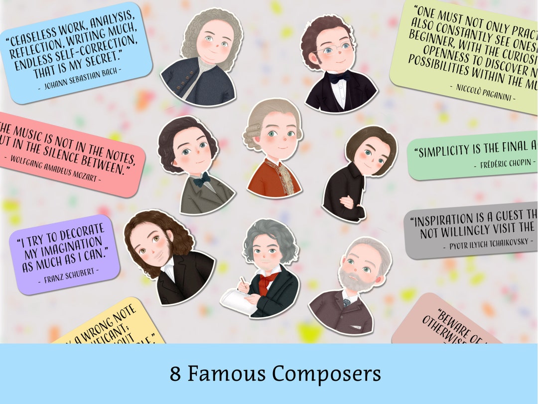 8 Classic Music Composer Stickers, Music Inspiring Words, Music Quotes ...